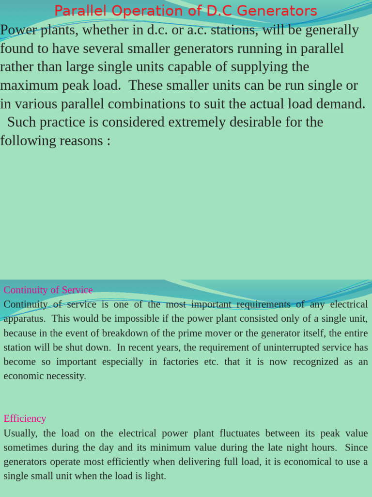 16.PARAllel Operation of DC Generator | PDF | Electric Generator | Power Station