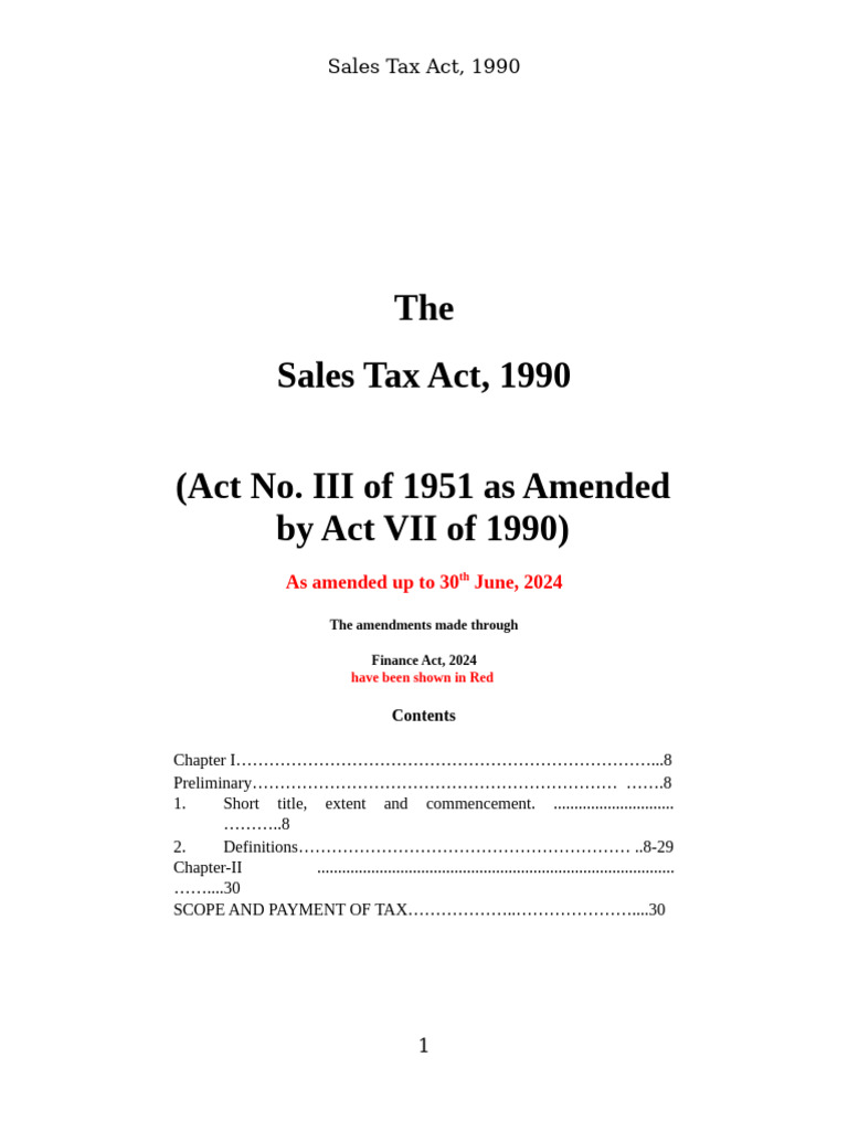 Sales Tax Act Overview 1990 | PDF | Taxes | Goods