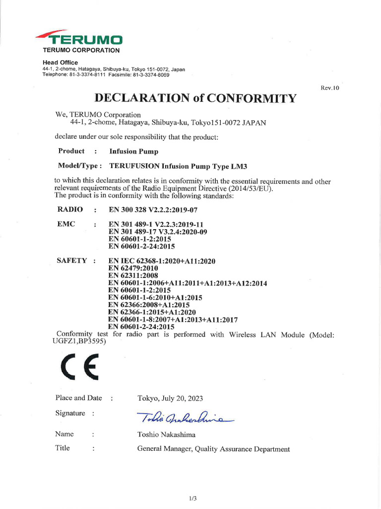 RED - TERUFUSION Infusion Pump Type LM3 Rev10 | PDF