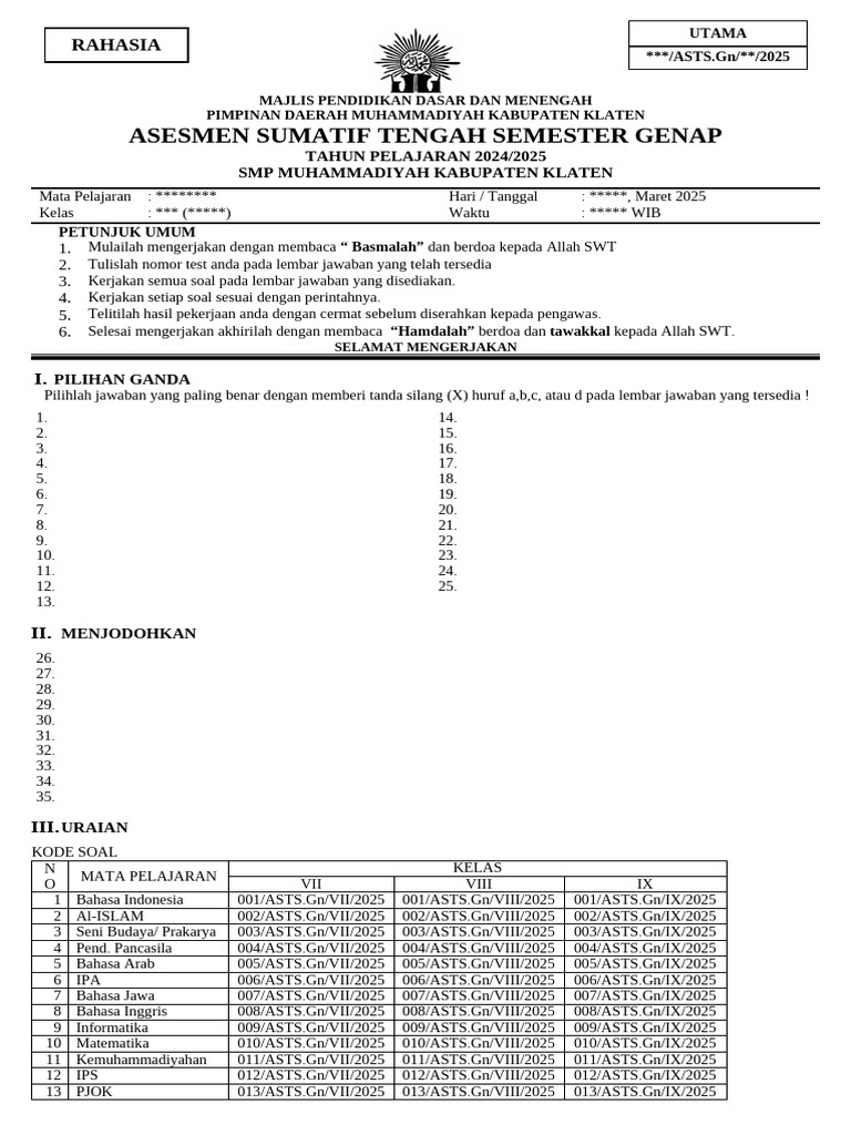Kop Soal ASTS Genap 2024-2025 (F4) (215x330mm) | PDF