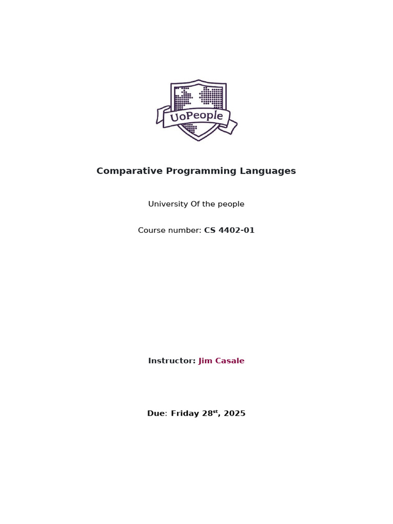 Comparative Programming Languages WA | PDF