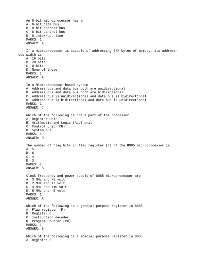 MTA Test 1 Microprocessor Microcontroller | PDF | Central Processing ...
