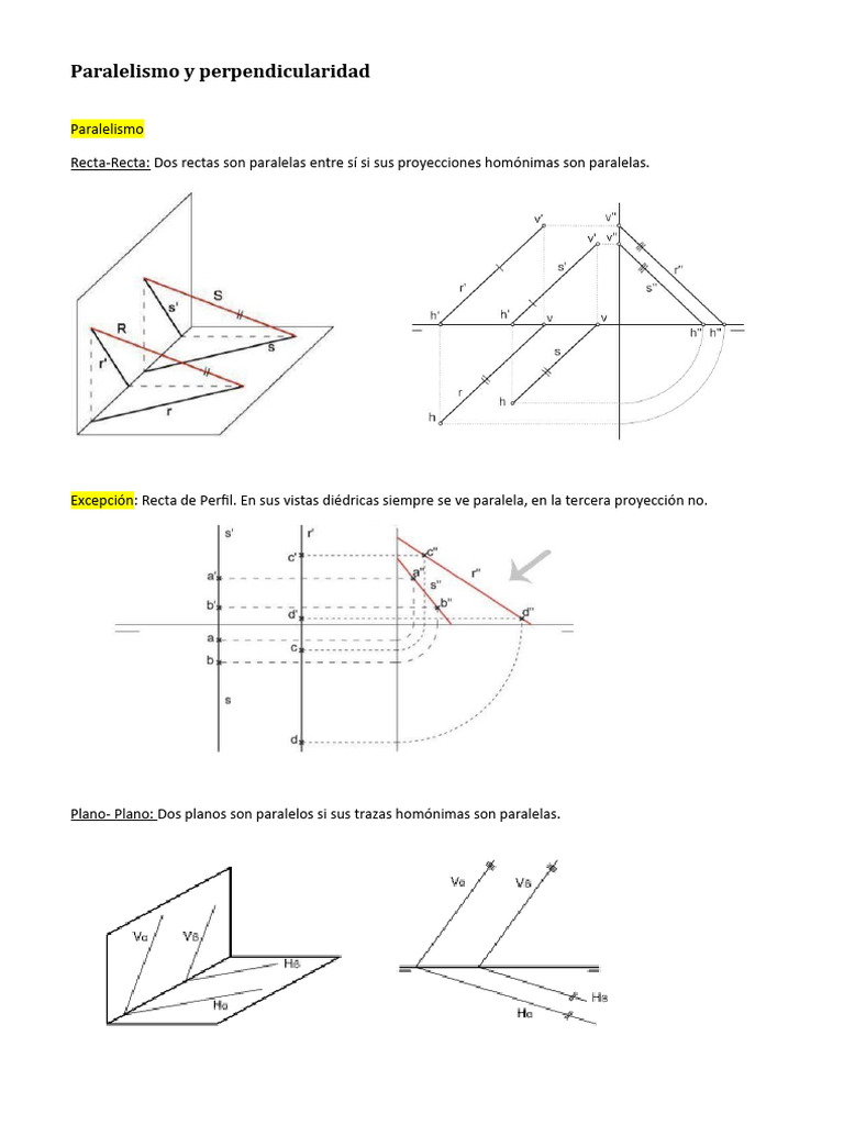 Paralelismo y Perpendicularidad Teoría | PDF | Perpendicular | Línea (geometría)