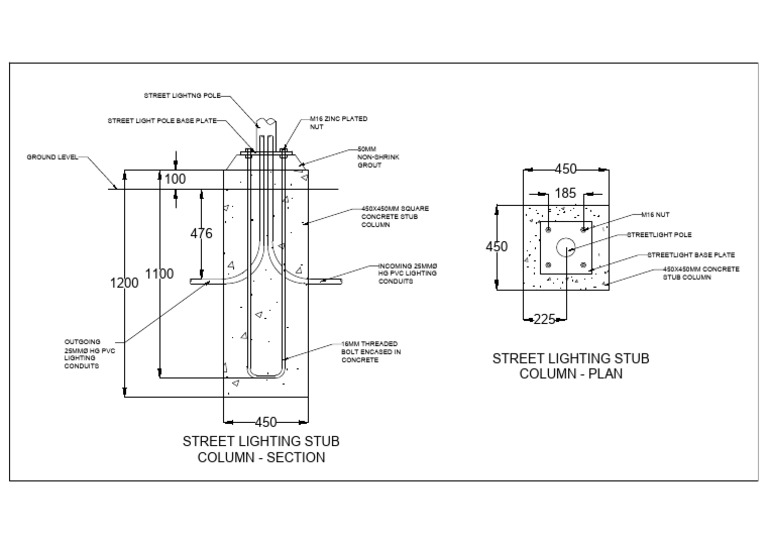 Street Lighting Stub Column Details | PDF