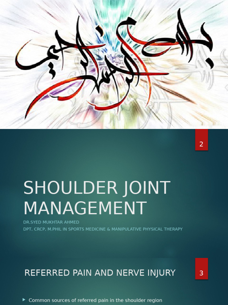 Shoulder Joint Management Guide | PDF | Shoulder | Limbs (Anatomy)