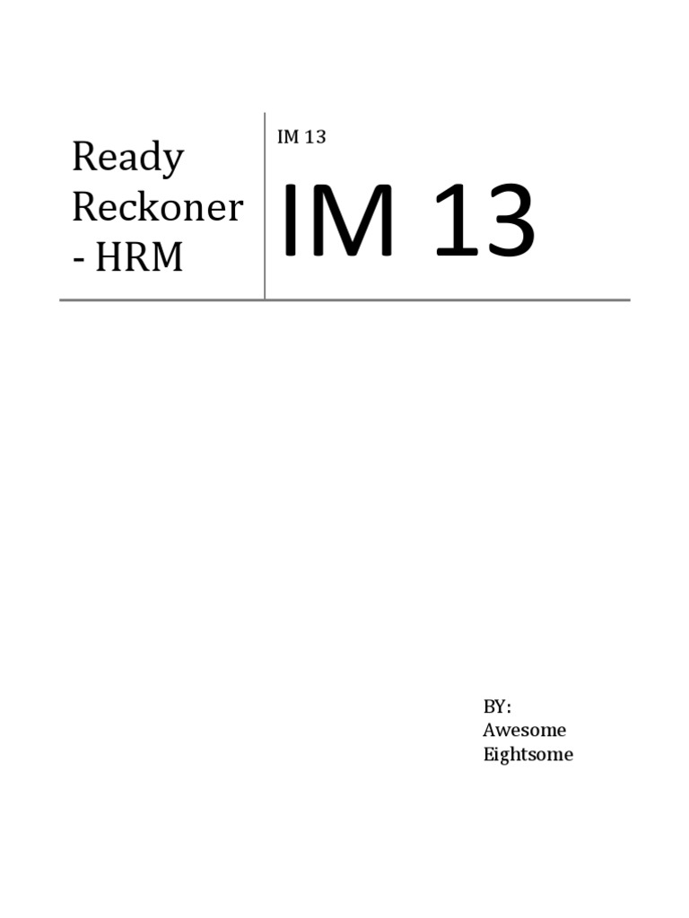 Ready Reckoner | Performance Appraisal | Human Resource Management