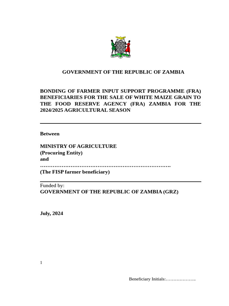 2024-2025 Fisp Benf Bonding To Supply Maize To Fra 30th July 2024 | PDF ...