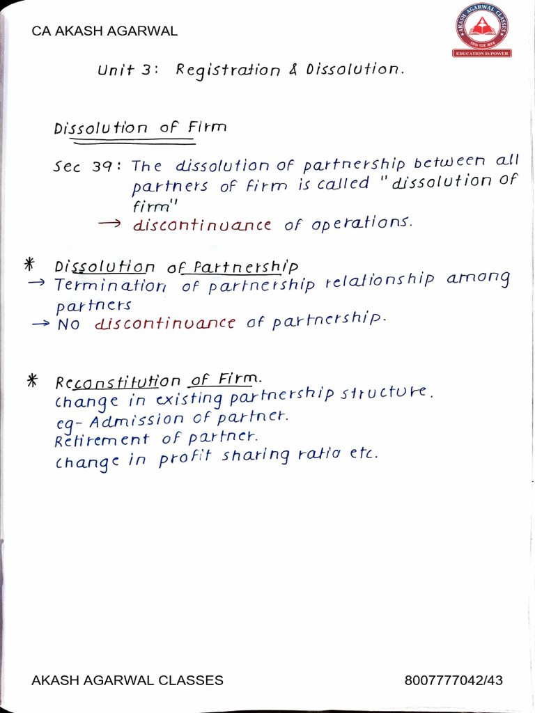 Partnership Handwritten Unit 3 | PDF | Business Law