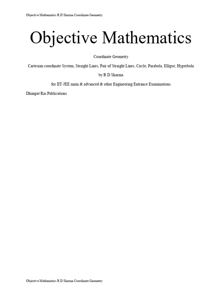 R.D. Sharma Objective Mathematics: Coordinate Geometry | PDF ...