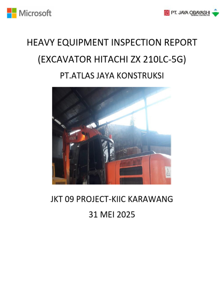 Heavy Equipment Inspection Report | PDF
