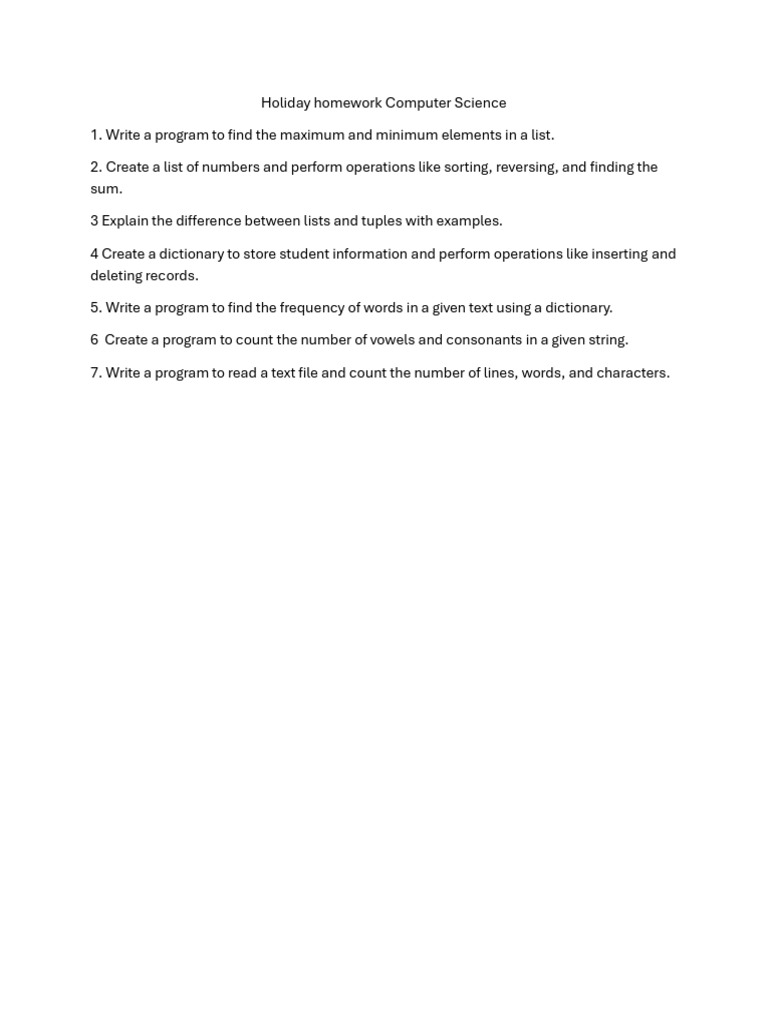 HHW CS 2025-26 | PDF