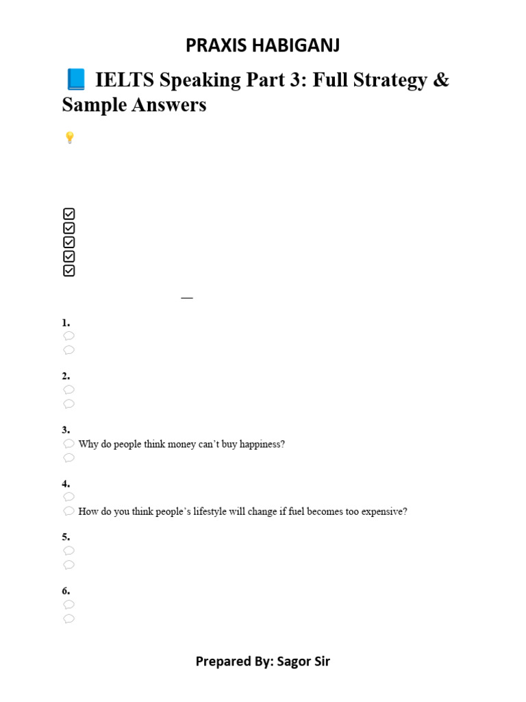 IELTS Speaking Part 3 Strategies | PDF | Cost Of Living | Reason