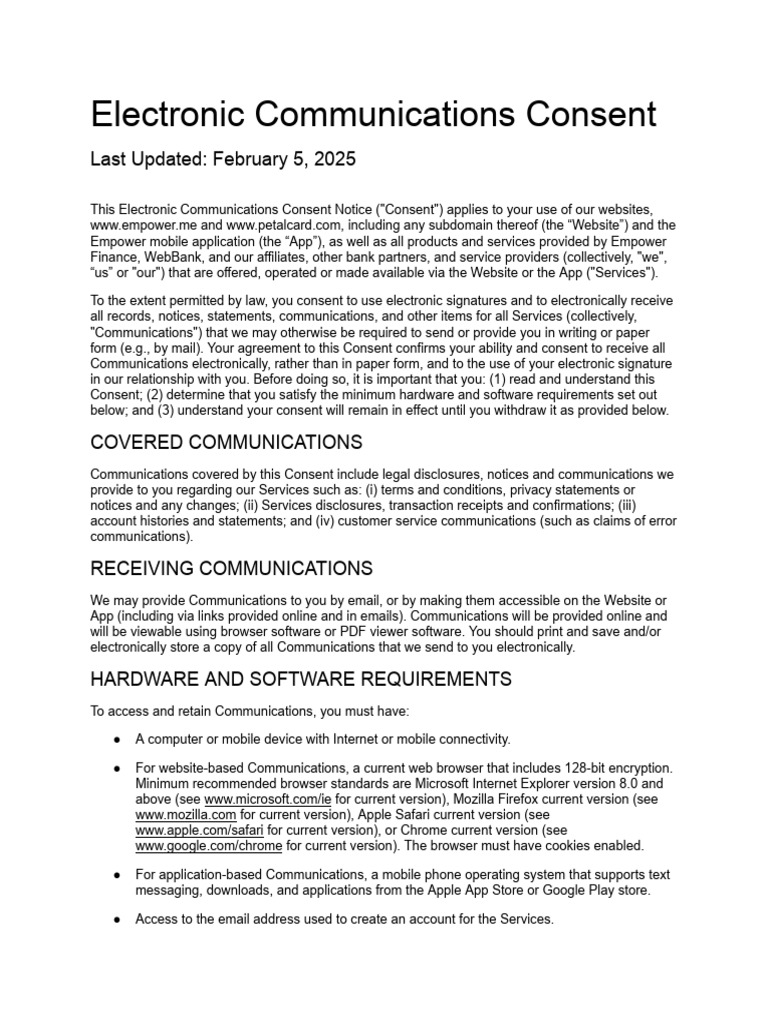 Electronic Communications Agreement | PDF | Internet | Software