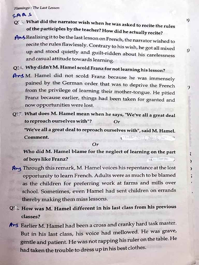 Chapter 1 The Last Lesson | PDF