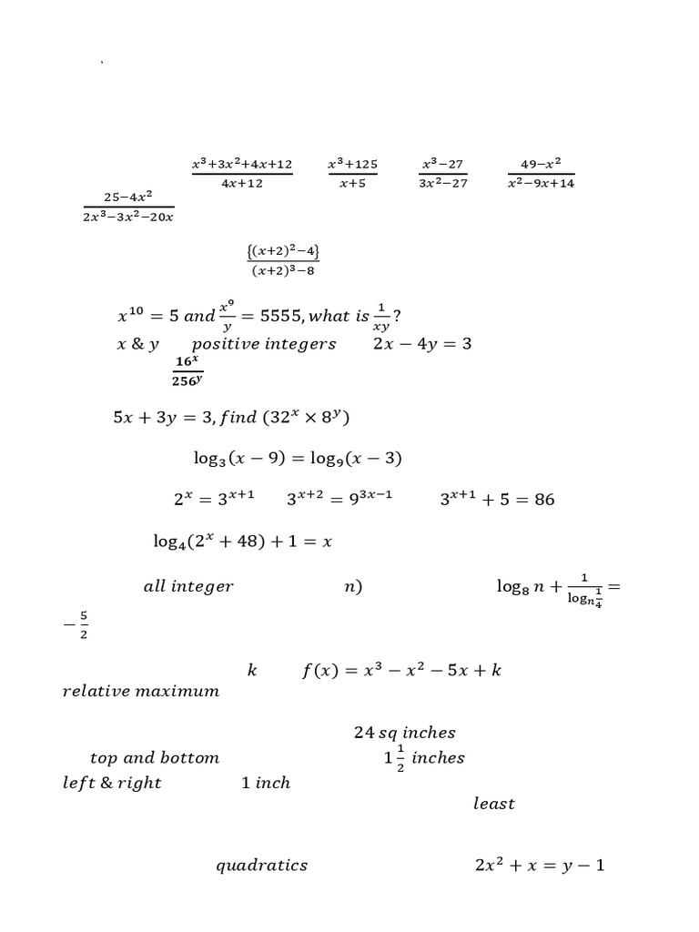 Challenging Questions-Algebra, Calculus-1 | PDF