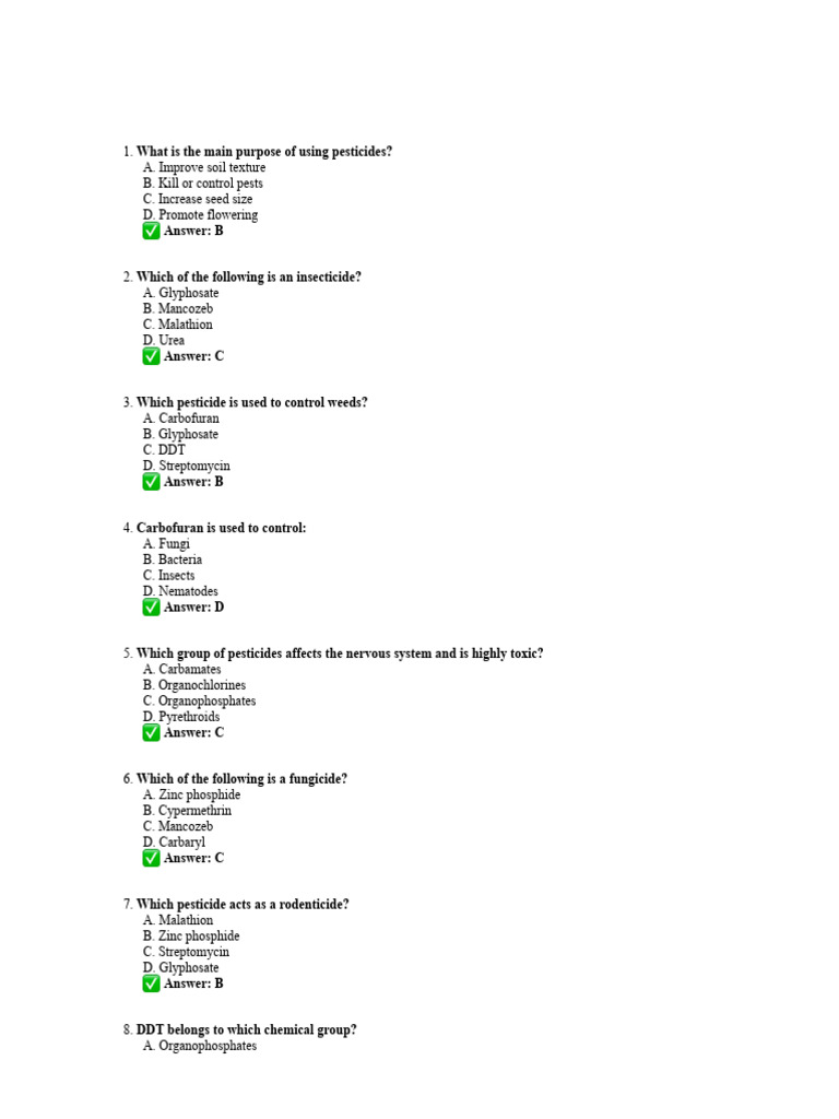 Questions For First Topic | PDF | Insecticide | Pesticide