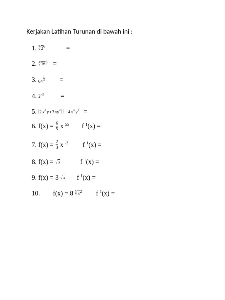 Latihan Turunan Akar | PDF
