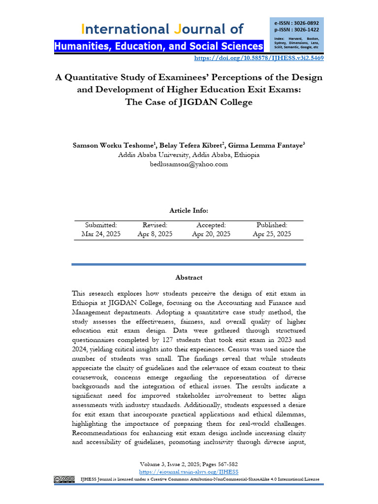 Student Perceptions of Exit Exam Design | PDF | Survey Methodology ...