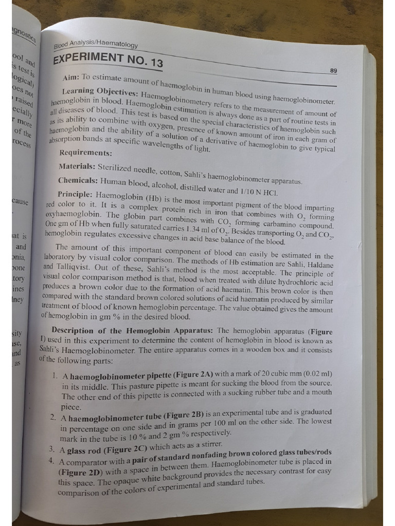 Hemoglobin Count Experiment | PDF
