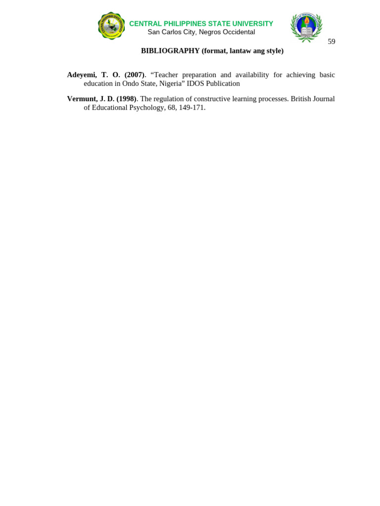 Appendices Format. AFTER CHAPTER 5 | PDF