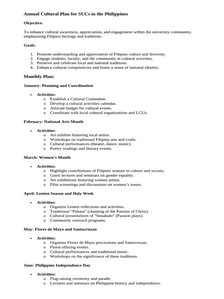 Annual Cultural Plan DRAFT | PDF