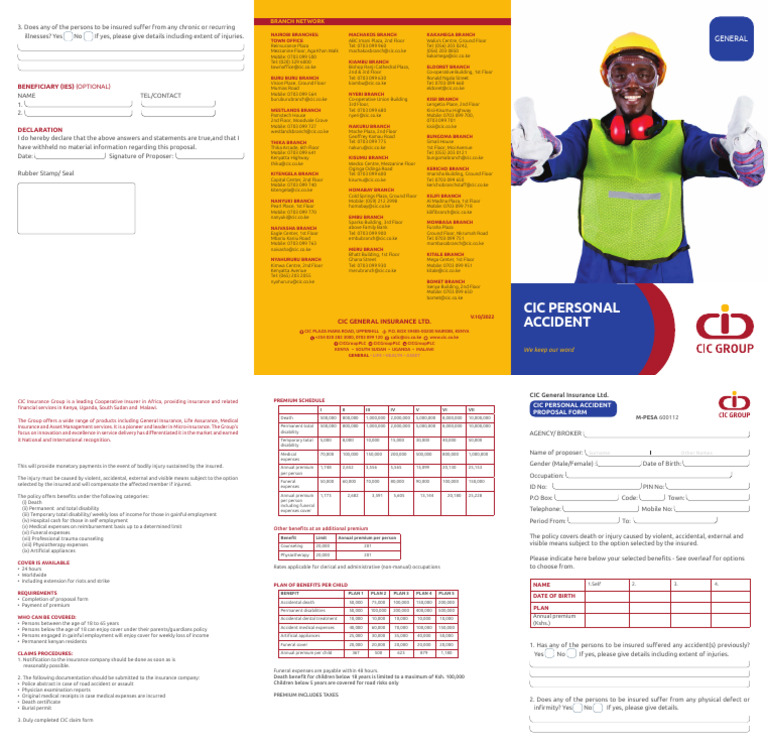 CIC Personal Accident Insurance Guide | PDF | Insurance | Life Insurance