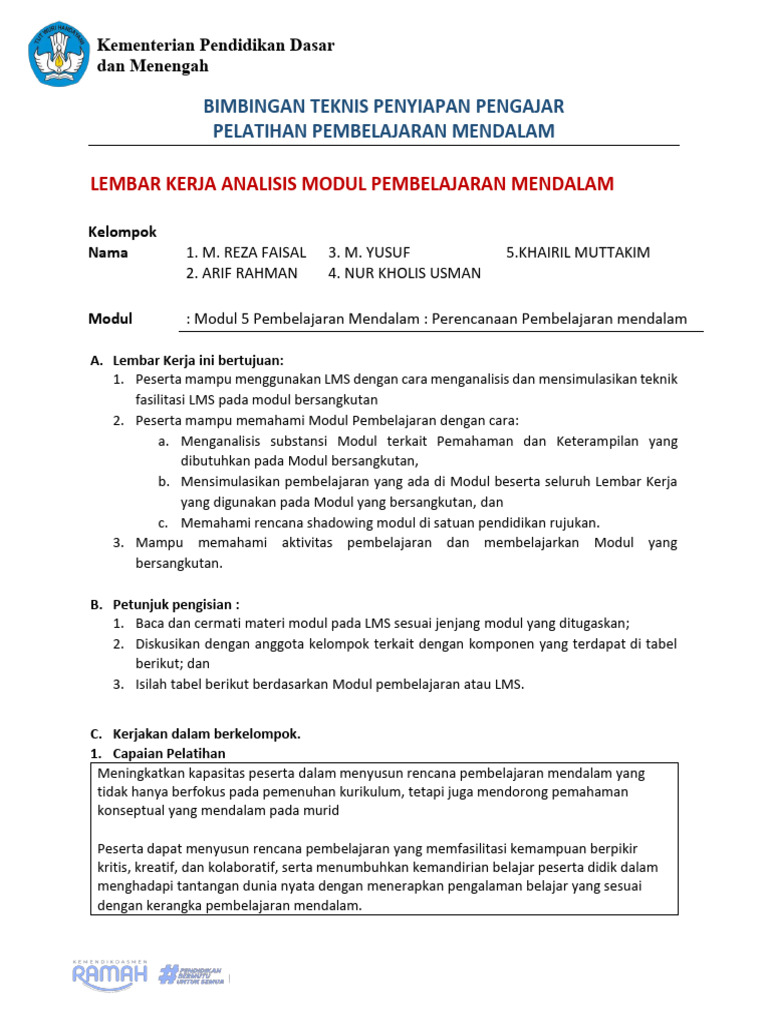 1 Hasil Analisis Modul 5 Lembar Kerja Analisis Modul | PDF
