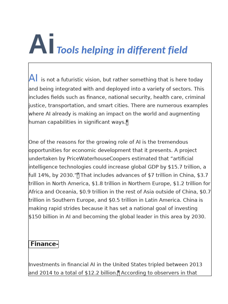 Ai Tools Helping in Different Field | PDF | Artificial Intelligence ...