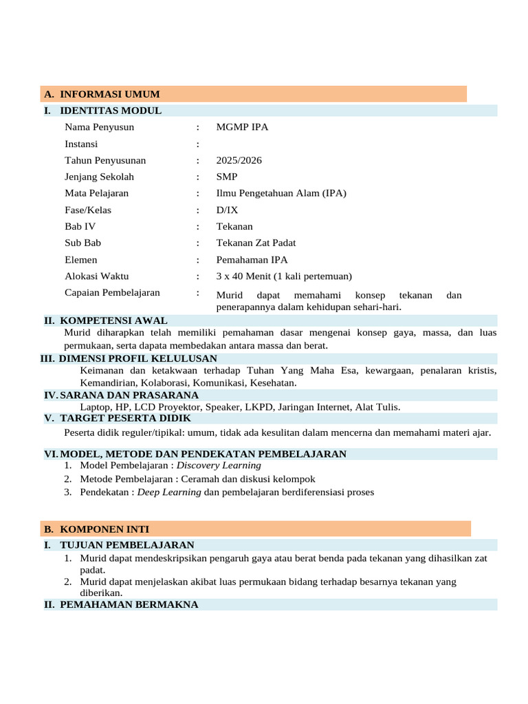 Modul Tekanan 1 | PDF