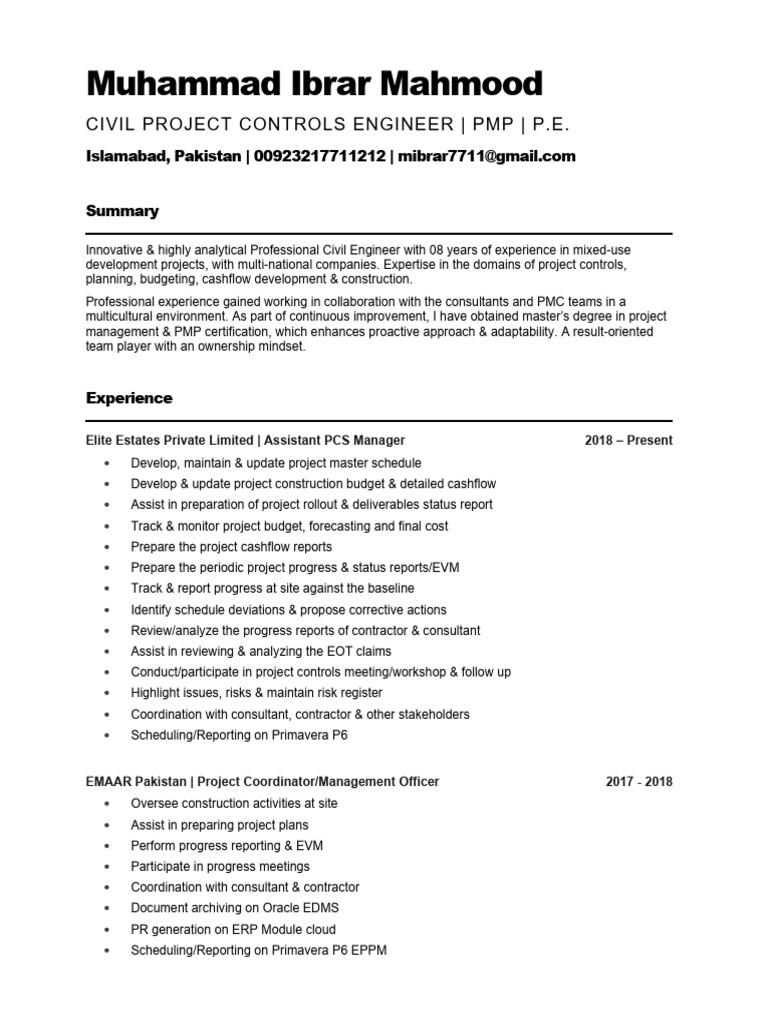 Muhammad Ibrar Mahmood's Application | PDF | Project Management | Business