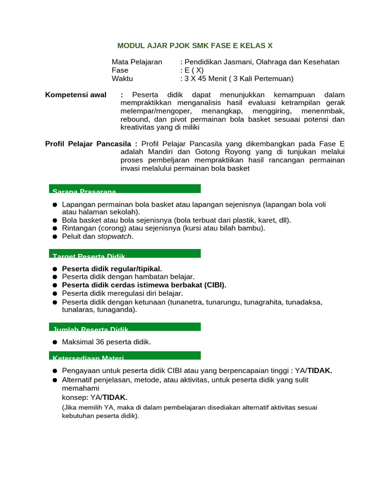 MODUL AJAR BOLA VOLI | PDF