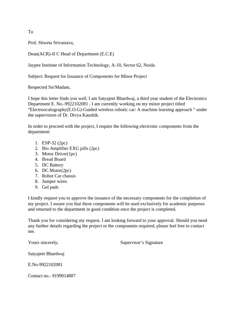 Request for Project Components Approval | PDF