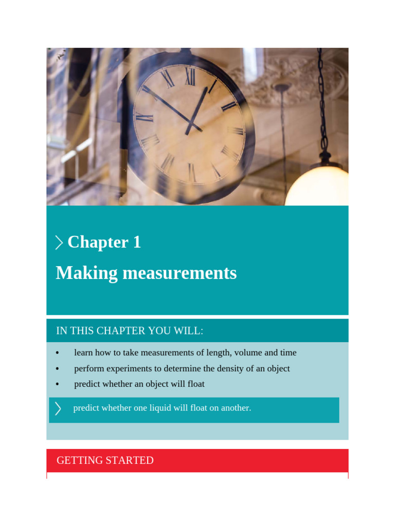 Chapter 1 Making Measurements | PDF | Density | Litre