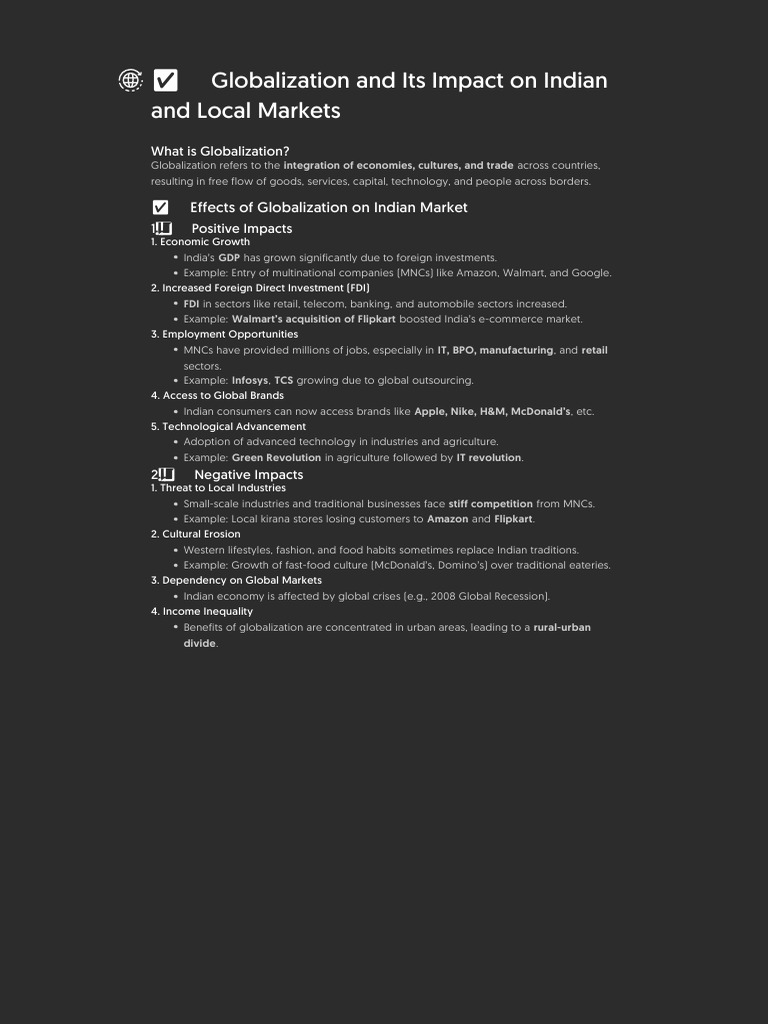 Globalization and Its Impact On Indian and Local Markets | PDF ...