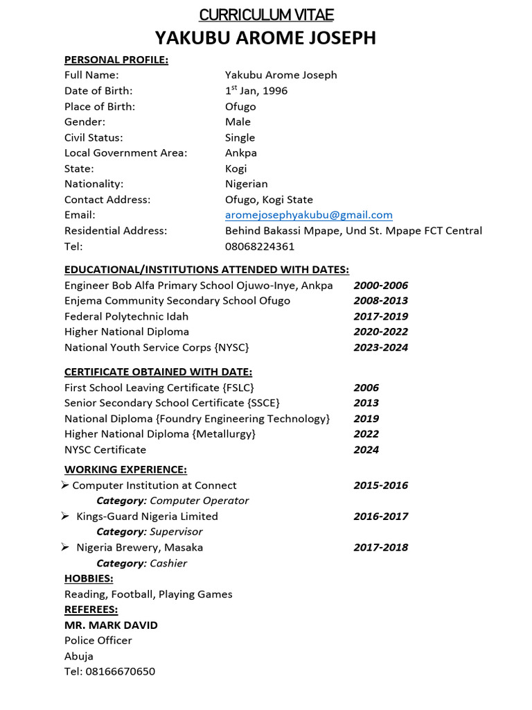 Arome Curriculum Vitae | PDF