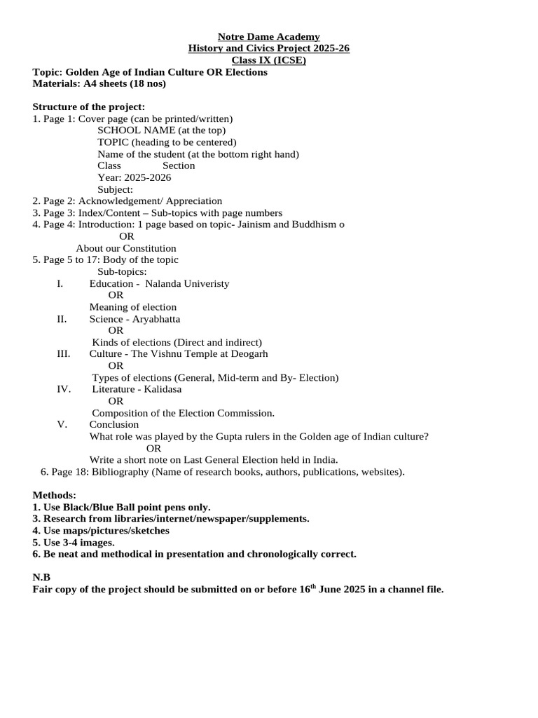 Class IX History and Civics Project | PDF
