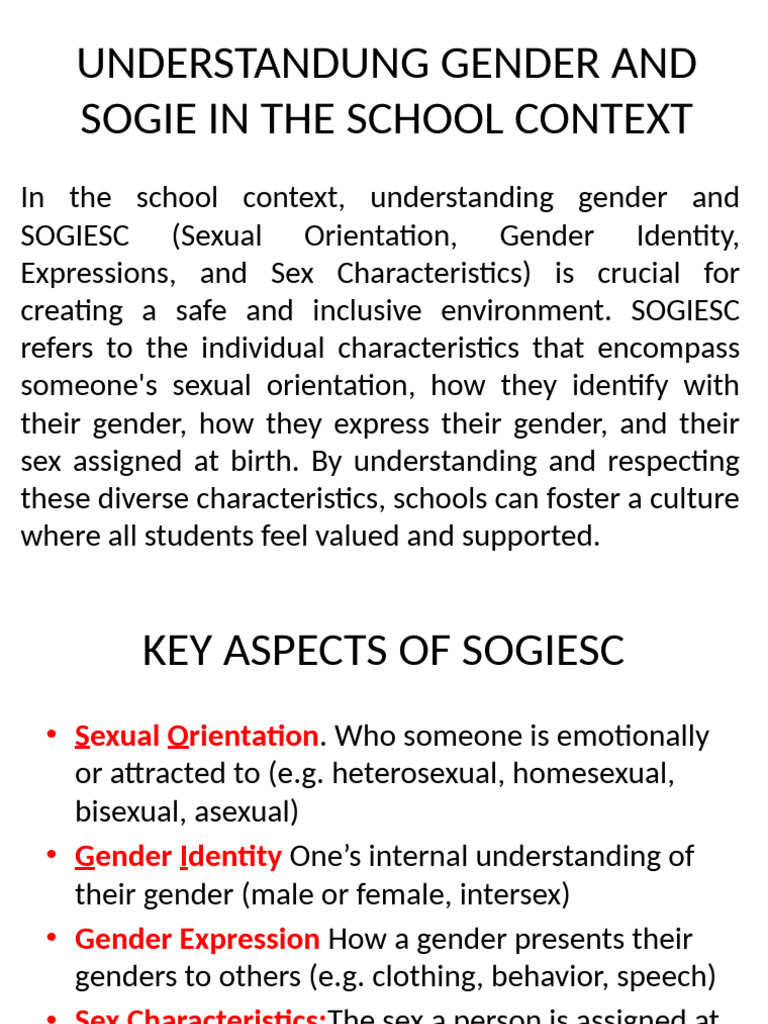 Understandung Gender and Sogie in The School Context | PDF | Human Sexuality | Sexuality
