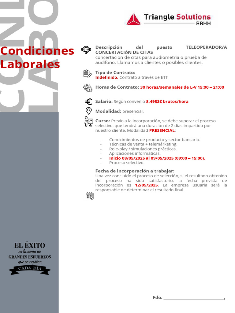 Hoja de Condiciones | PDF