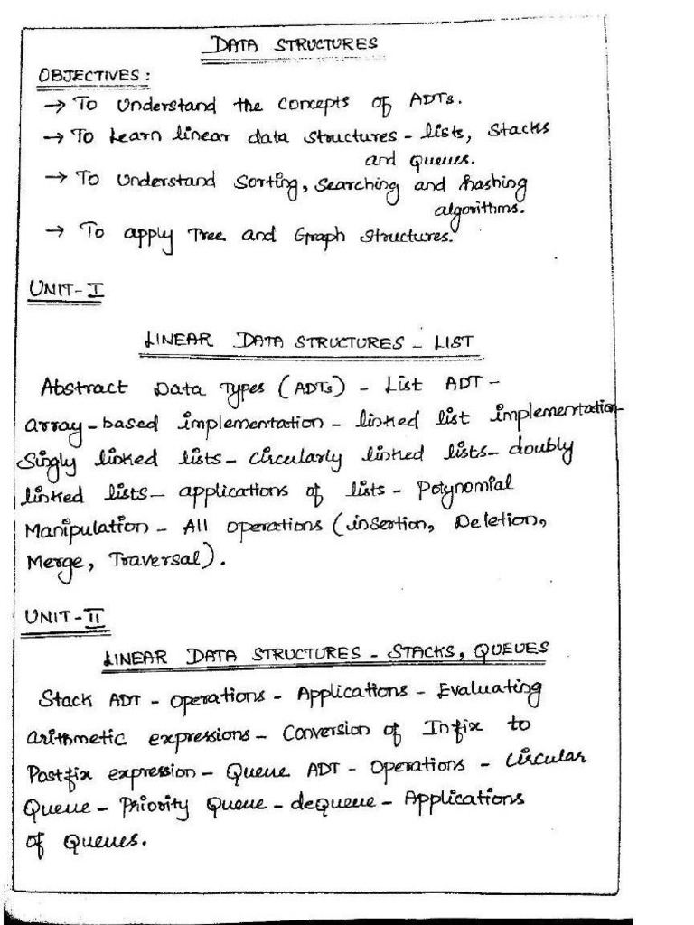 CS3301 DS Handwritten Notes | PDF