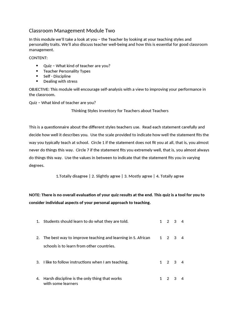 Classroom Management Module Two | PDF | Teachers | Classroom Management