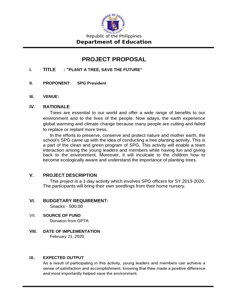 Spg-Project Proposal - Tree Planting Sy 2019-2020 | PDF