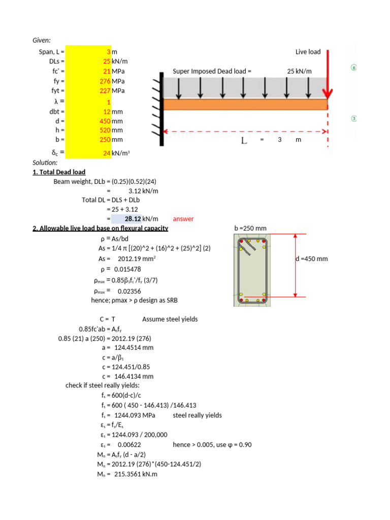 Beam Design Calculations and Load Analysis | PDF | Structural ...