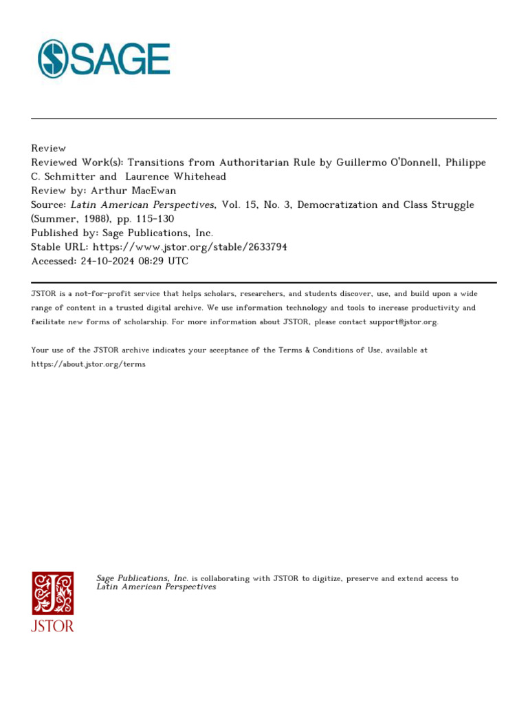 MacEwan LatinAmericanPerspectives 1988 | PDF | Authoritarianism | Democracy