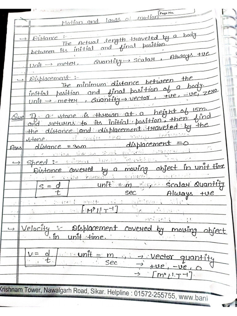 Laws of Motion Notes | PDF