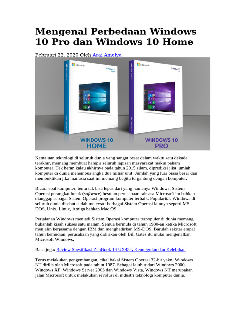 Perbandingan Windows 10 Home dan Pro | PDF