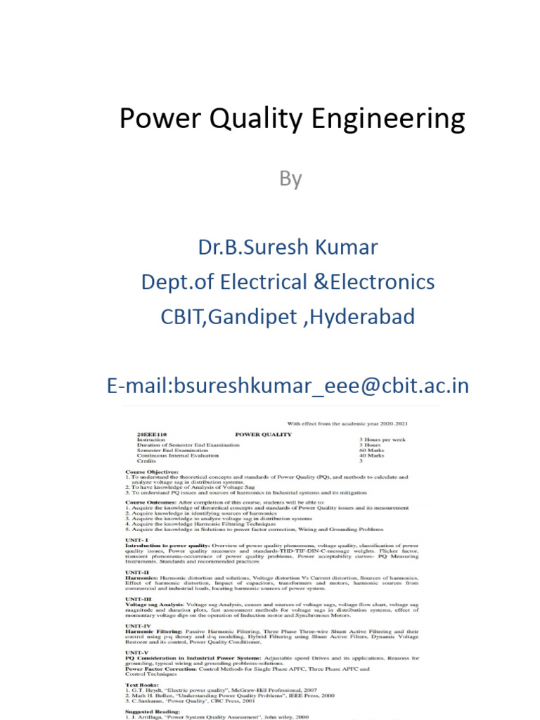 BSK, CBIT Power Quality & Harmonics | PDF | Distortion | Electric Power