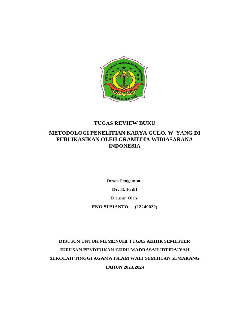 Review Buku Metodologi Penelitian Gulo | PDF