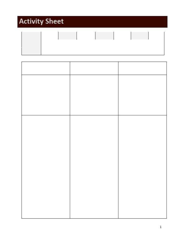 Activity Sheet | PDF