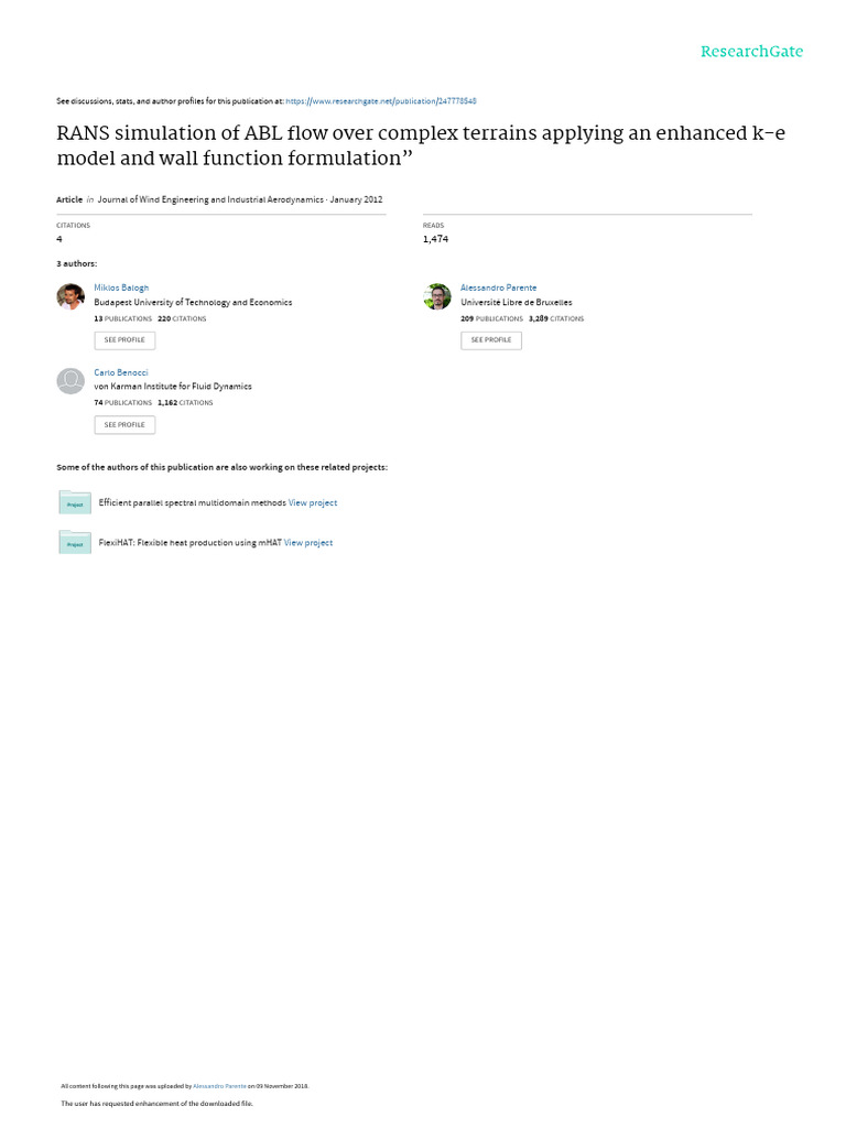 RANS simulation of ABL flow over complex terrains applying an Enhanced k-ε model and wall ...