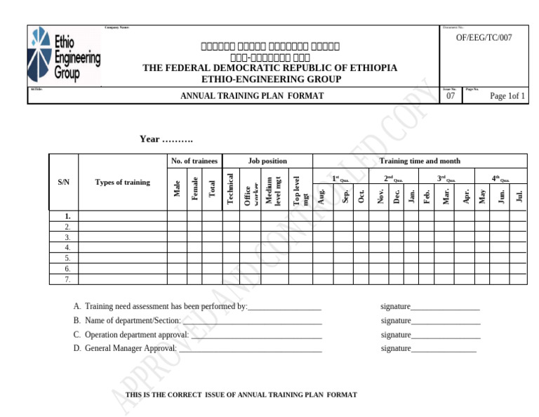 Of EEG TC 007 Annual Training Plan Farmat | PDF | Chess Theory | Chess